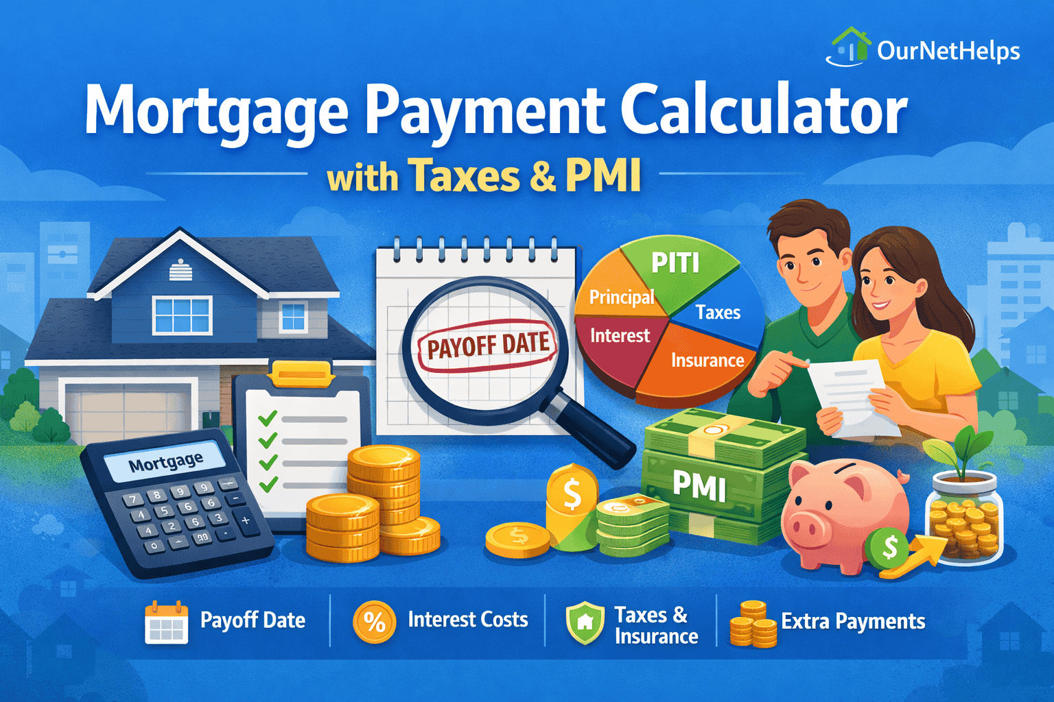 Mortgage Payment Calculator with Taxes & PMI | Our Net Helps